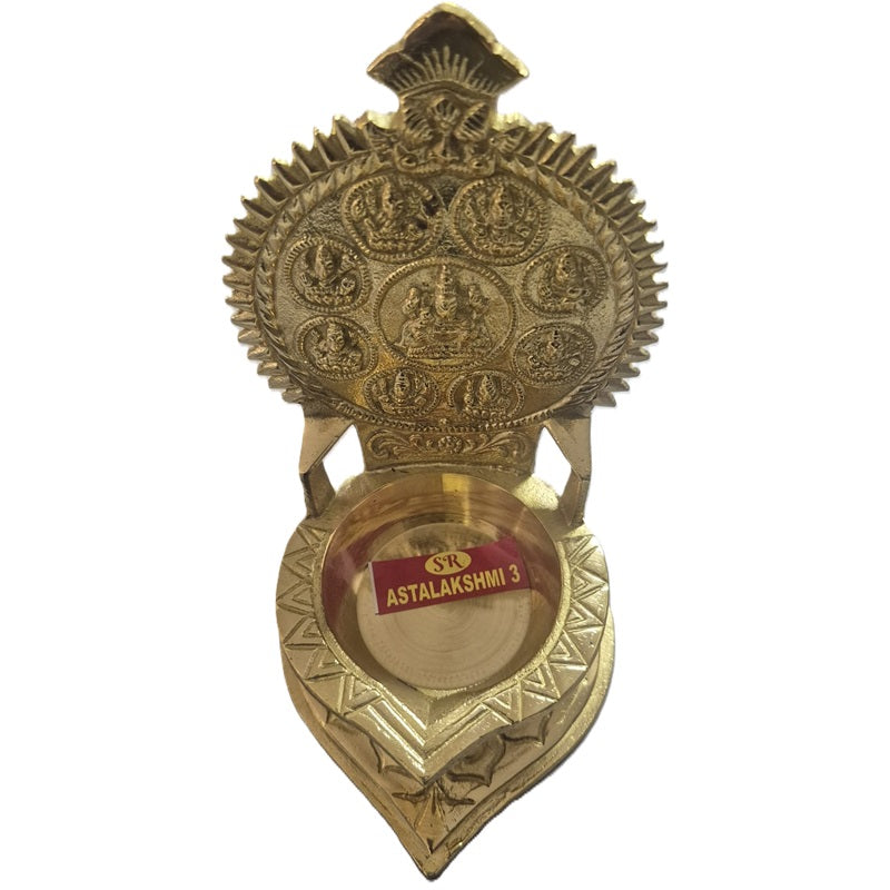 Brass Ashtalakshmi Diya 1pc – Indira Foods