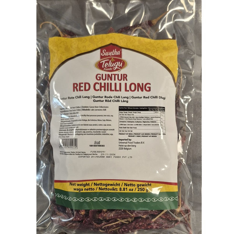 Telugu Foods Guntur Red chilli Long 250g – Indira Foods
